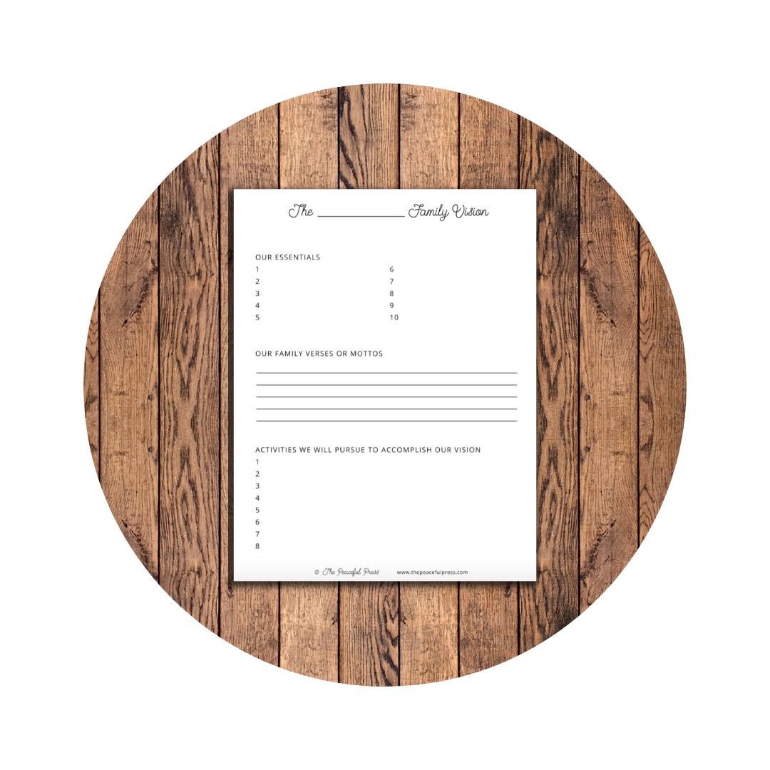 The Peaceful Press: Family Vision Worksheet